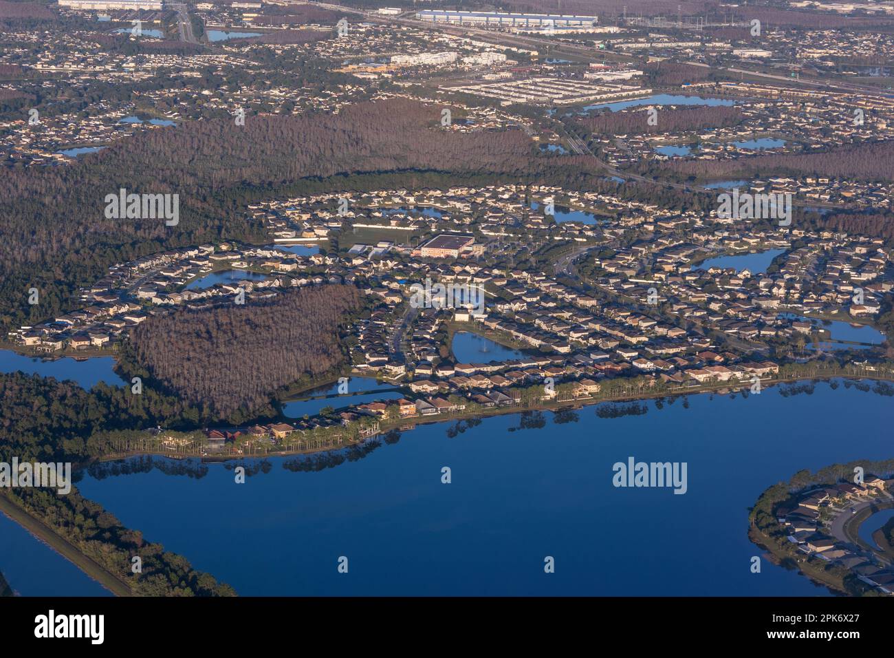 a panoramic picture of Orlando city from the sky, residential area with ...