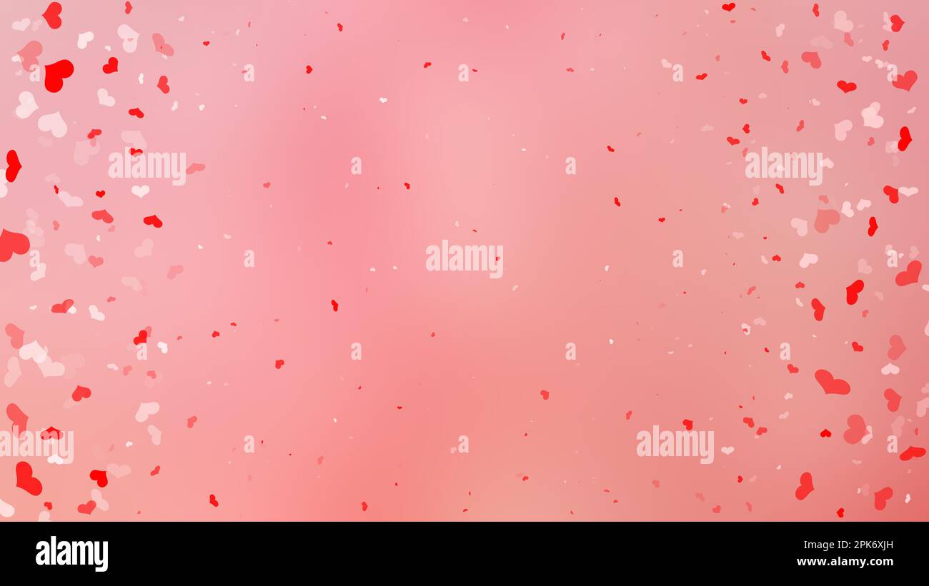 Red heart love confettis. Valentine's day falling rain background ...