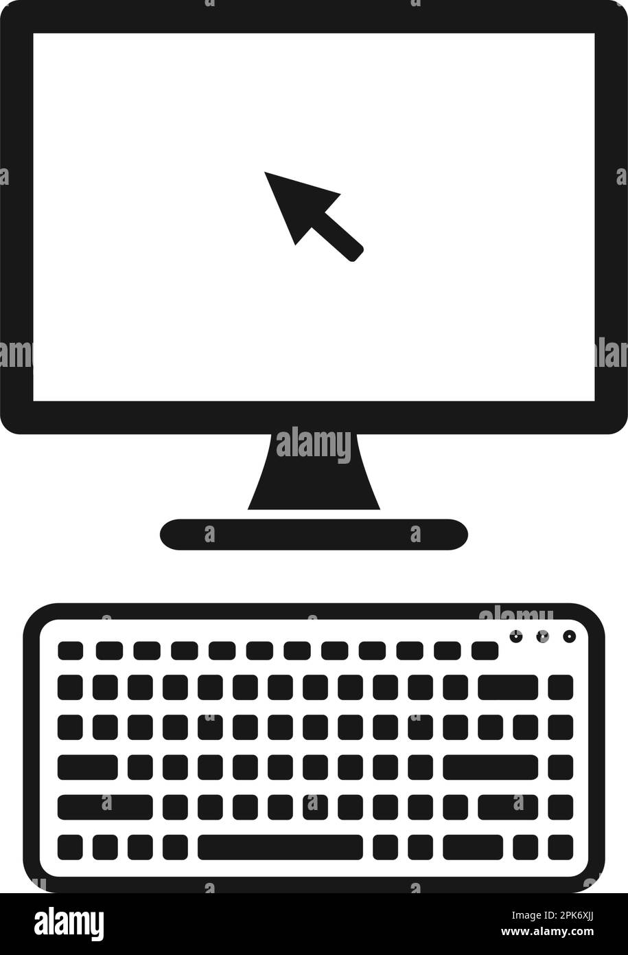 Computer and Wireless Keyboard Icon. Flat style vector EPS Stock Vector ...