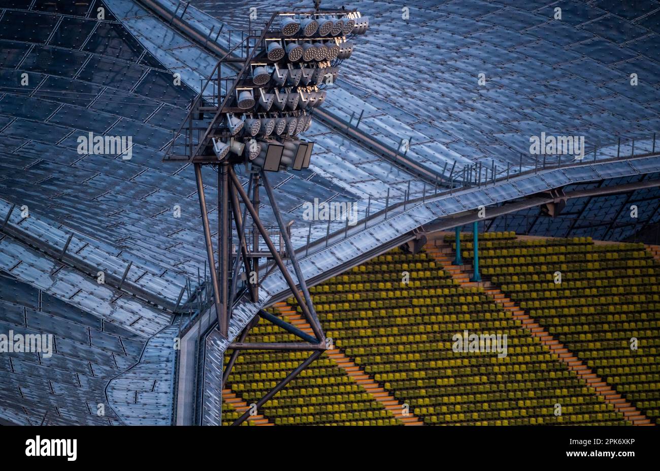 Munich, Germany. 06th Apr, 2023. The glass roof of the Olympic Stadium ...