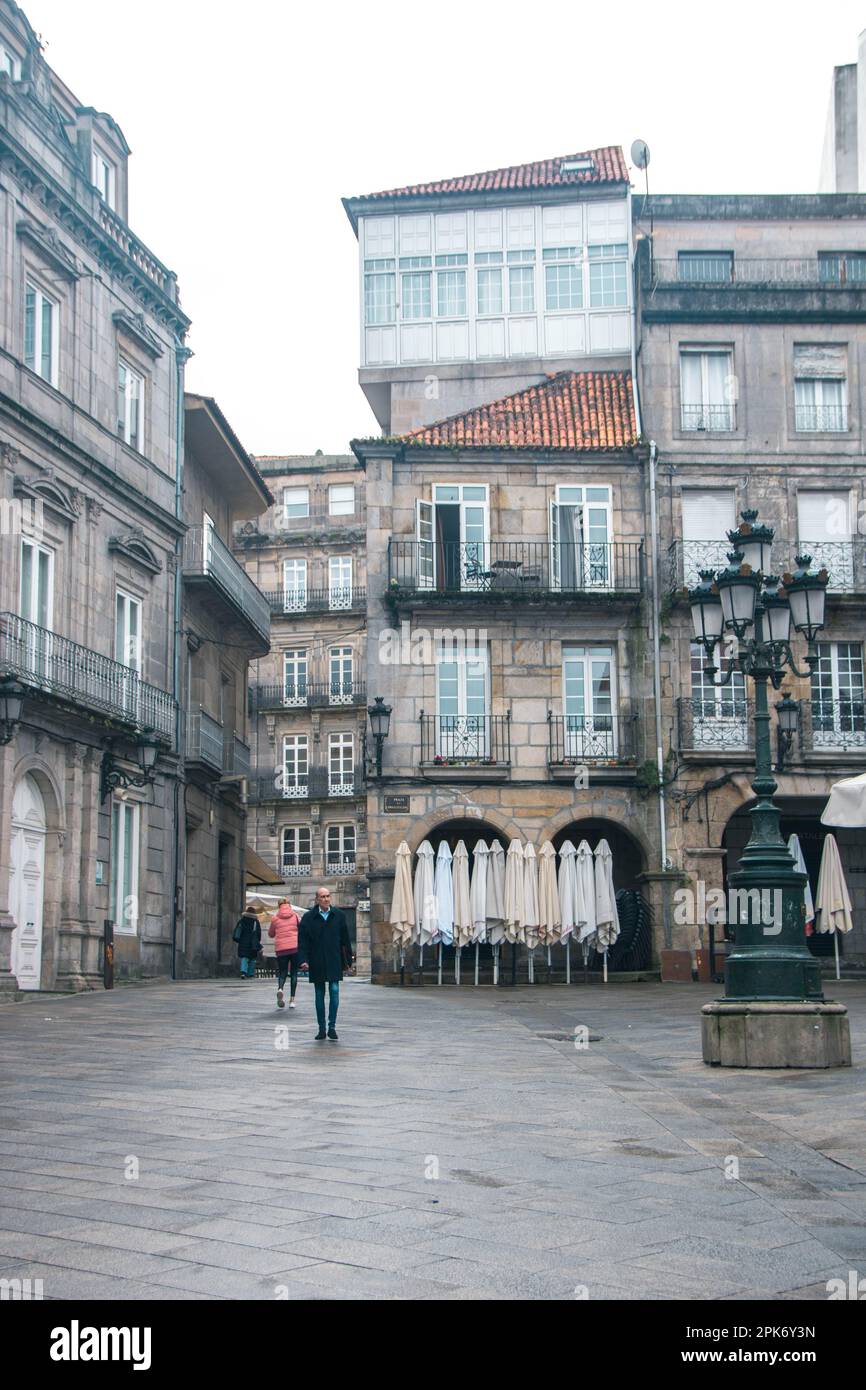 At Vigo, Spain, on february 2022, historic center of the beautiful town ...