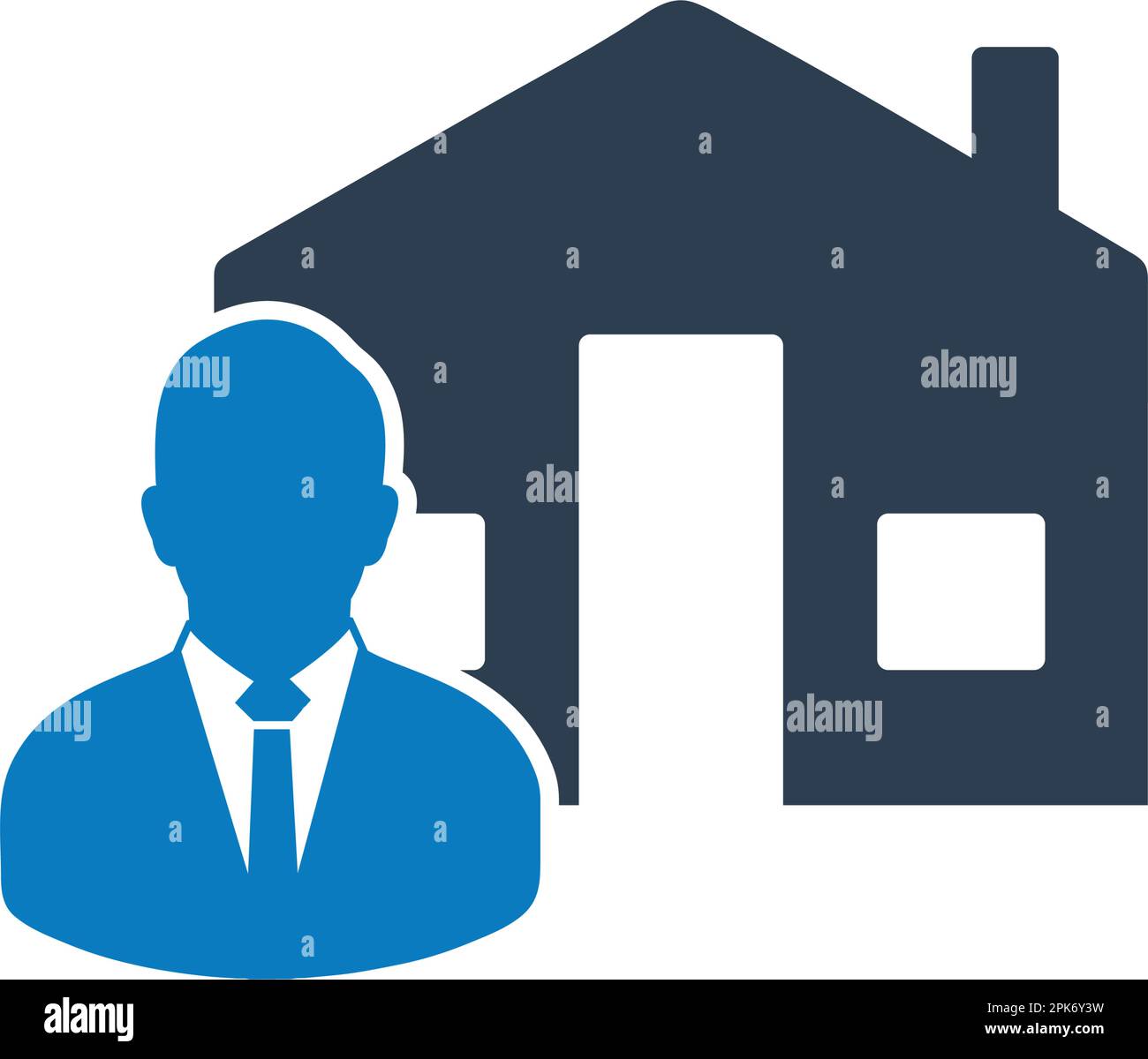 Real Estate Agent Icon with home and man sign. Editable Vector EPS ...