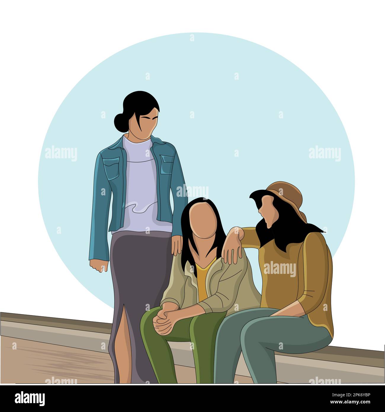 Three girls talking Stock Vector Images - Alamy