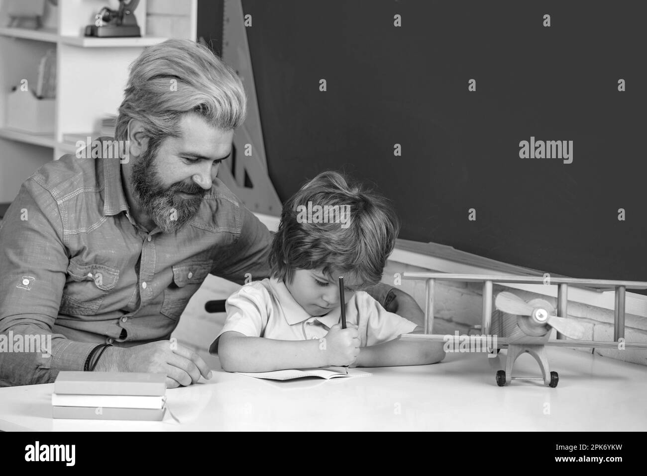 Private kids tutoring. Elementary school. Child home studying and home ...