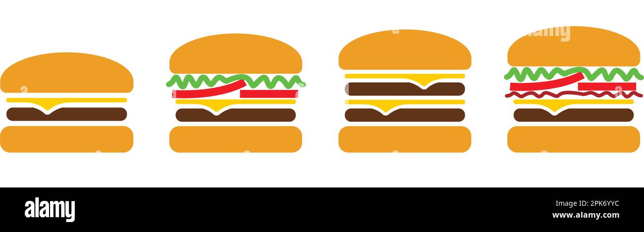 classic simple cheeseburger hamburger food burger symbol set of 4 icon ...