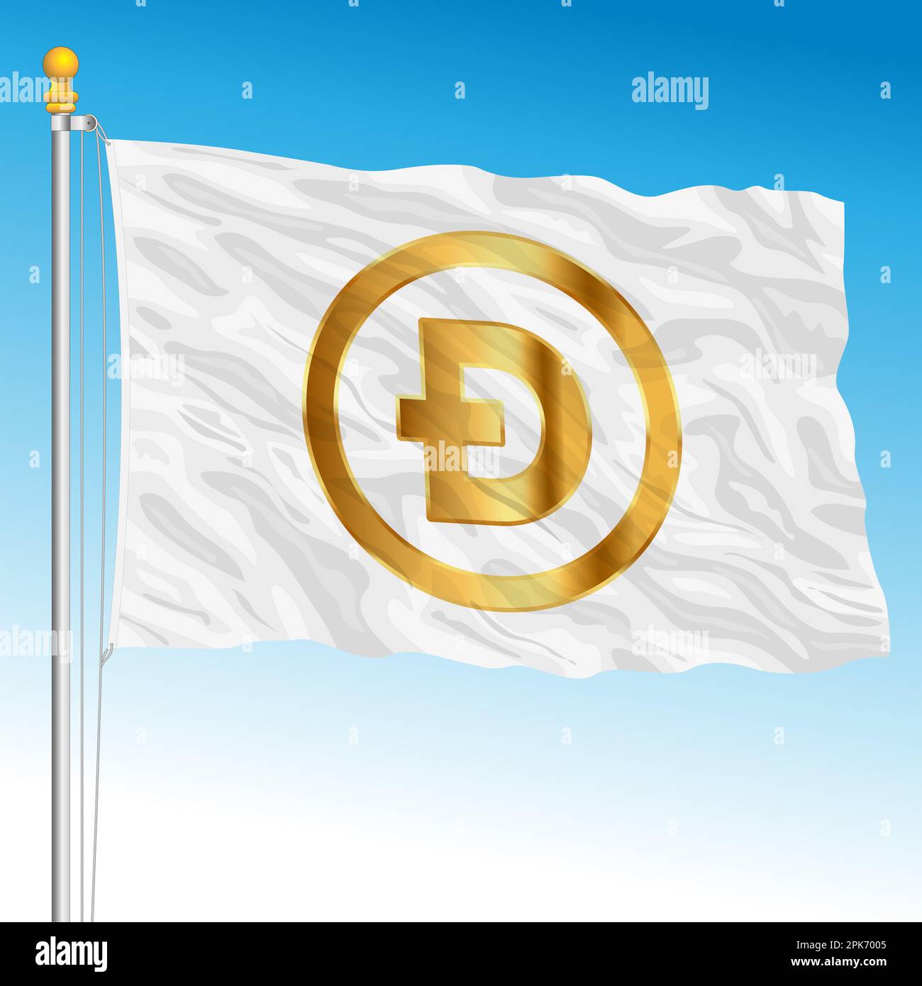 United States, april 2023, Dogecoin symbol on a white flag ...
