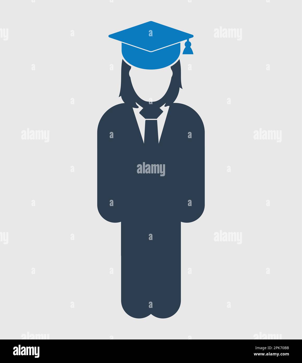 Graduate Student Icon. Standing Female symbol on gray background. Flat ...