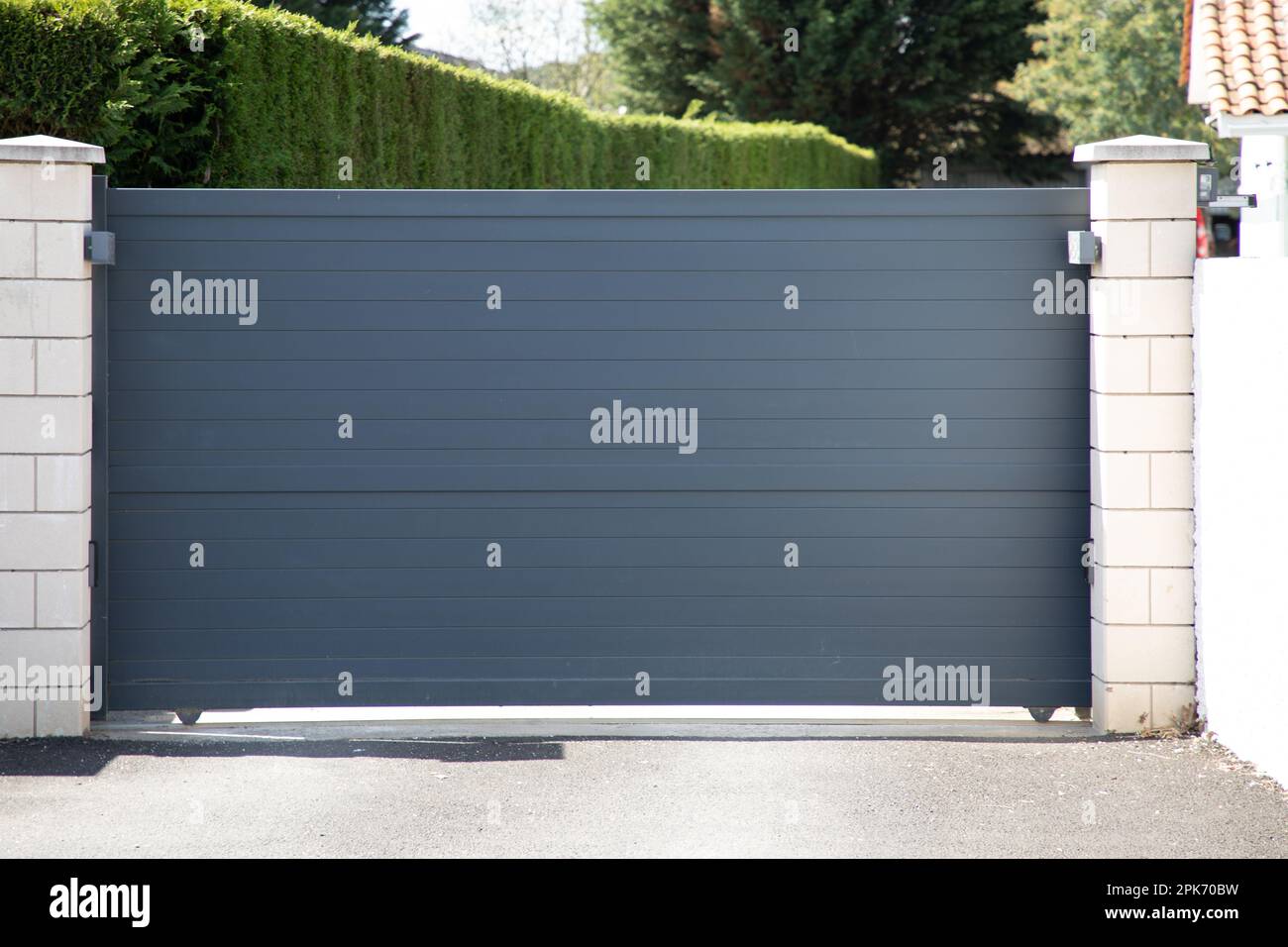 sliding portal grey dark home steel slide door gray aluminum gate Stock ...