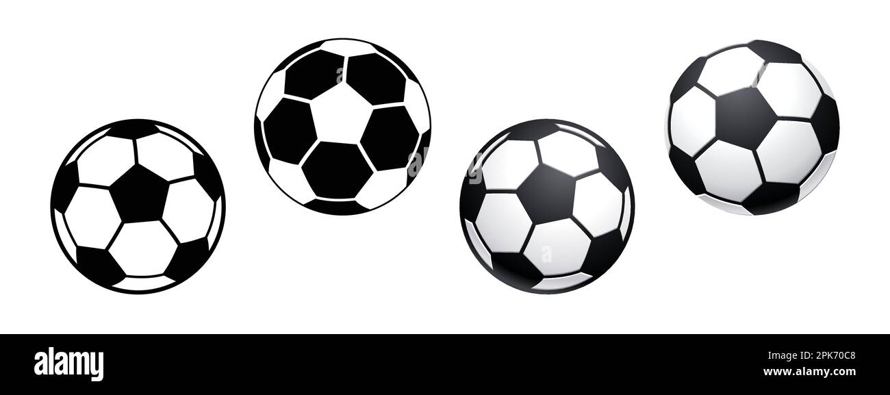 classic soccer ball football black and white set of 4 simple vector ...