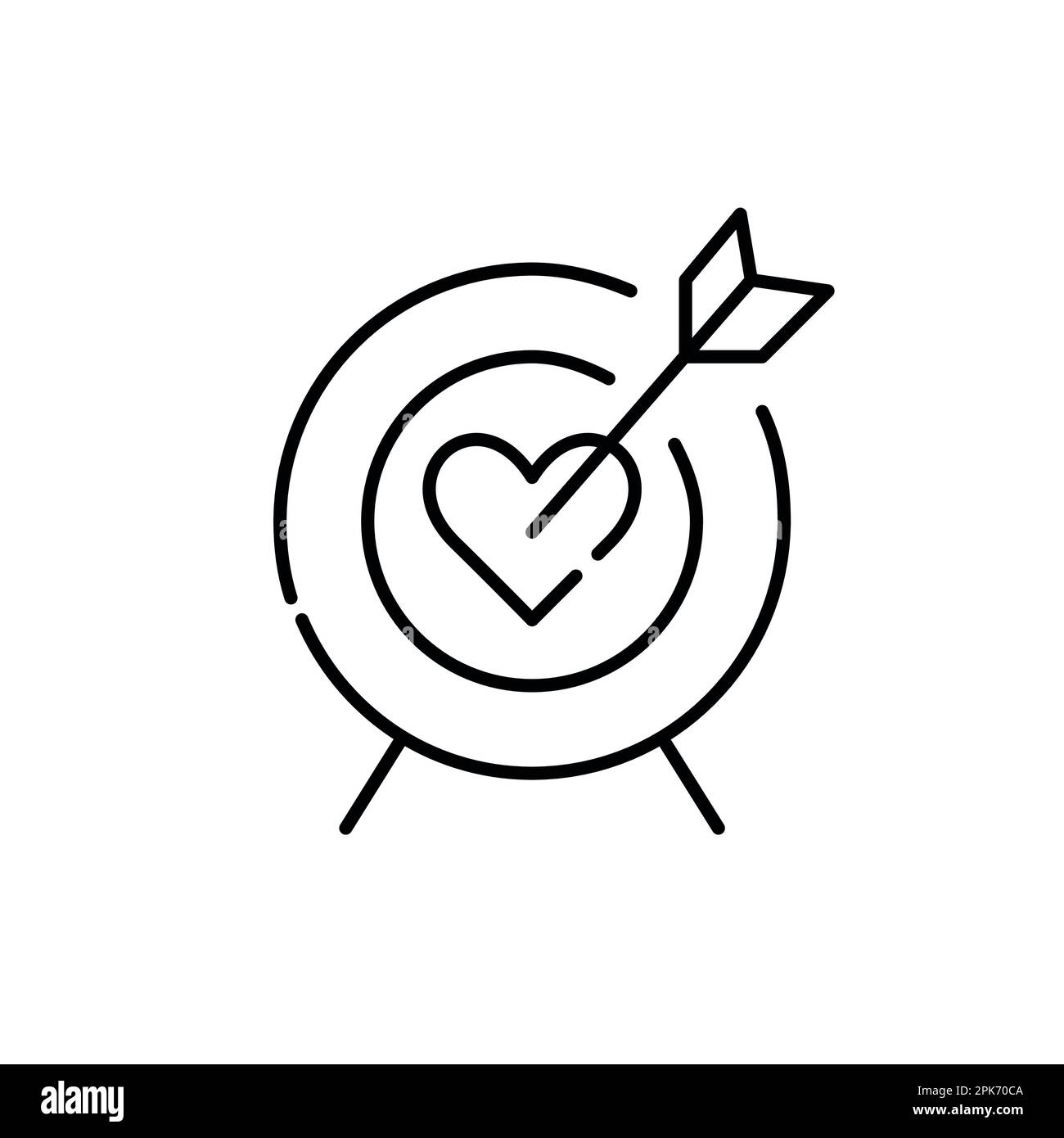 Arrow hitting heart bulls eye. Romantic attraction love relationship ...