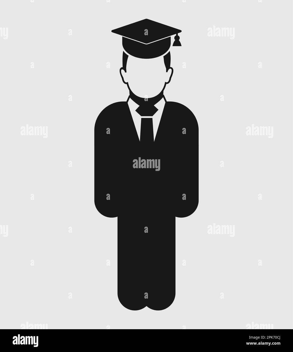 Graduate Student Icon. Standing male symbol on gray background. Flat ...