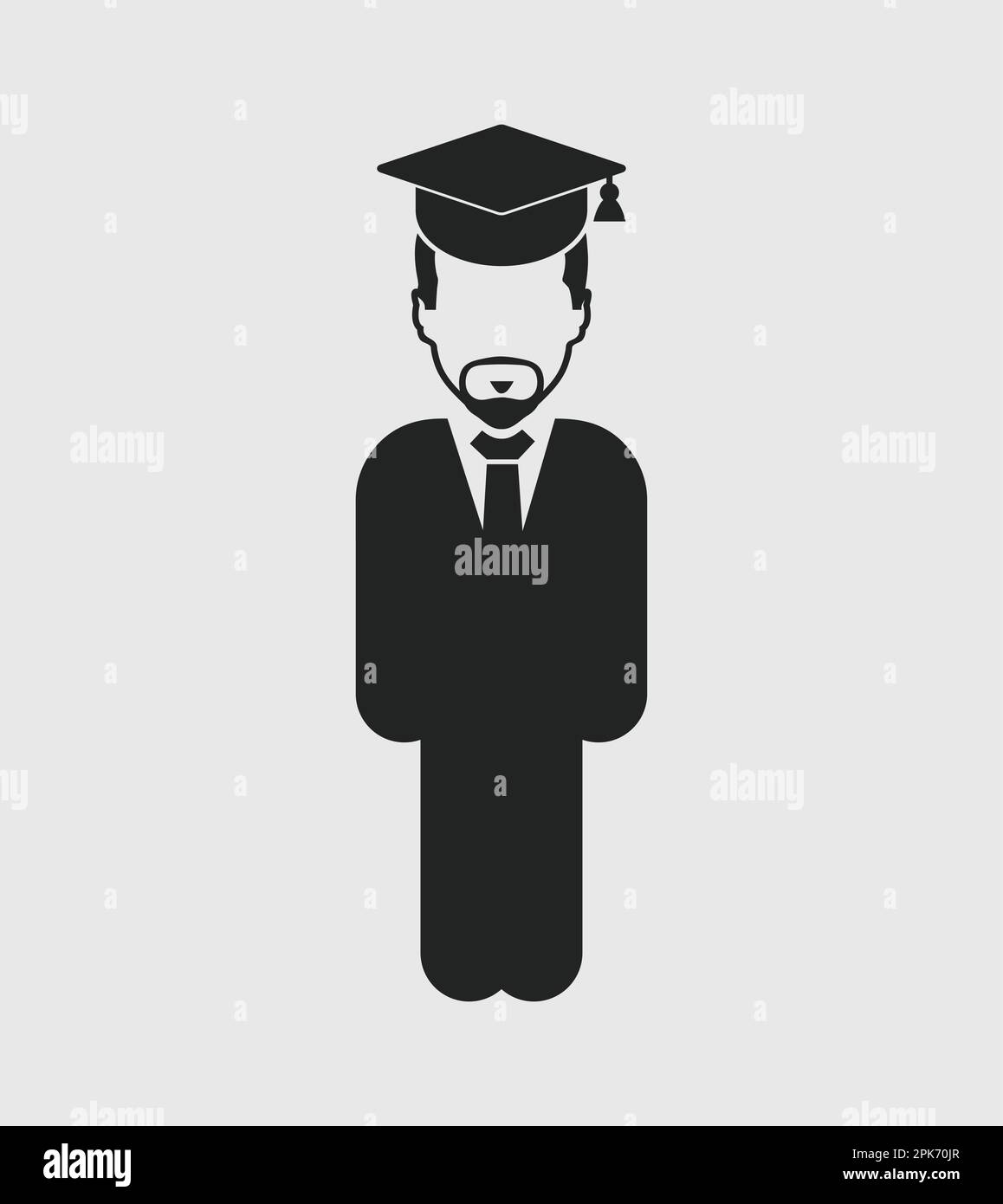 Graduate Student Icon. Standing male symbol on gray background. Flat ...
