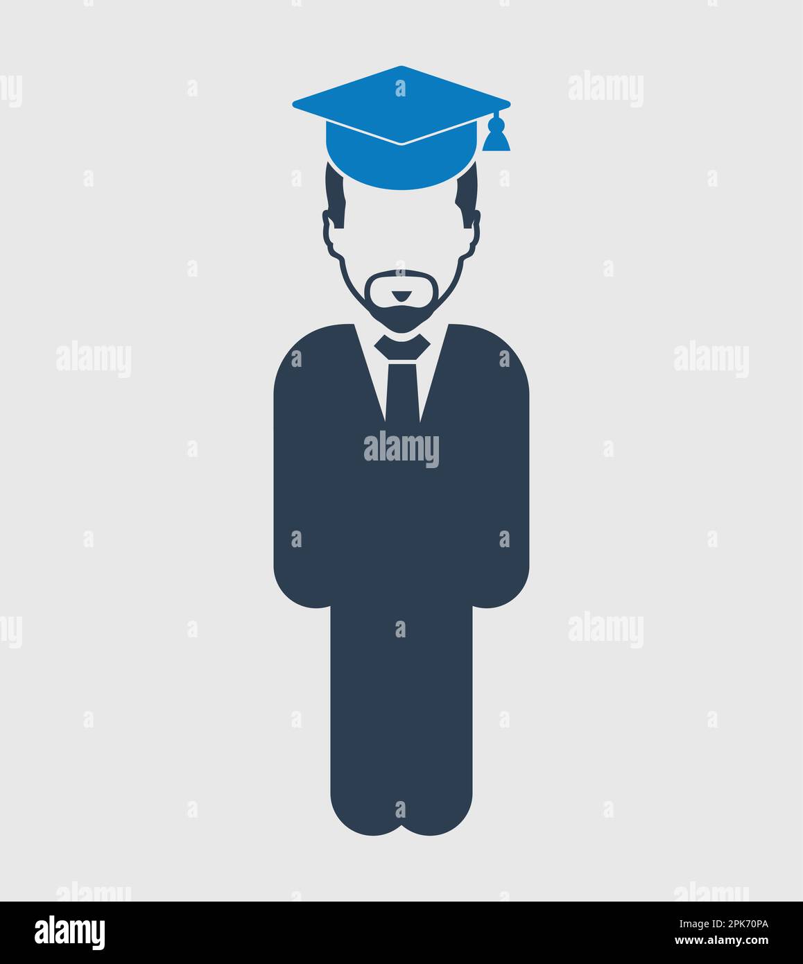 Graduate Student Icon. Standing male symbol on gray background. Flat ...