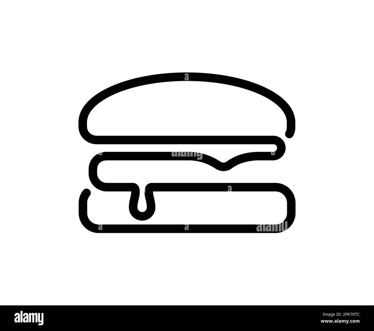 classic simple burger single line drawing symbol silhouette sign vector ...