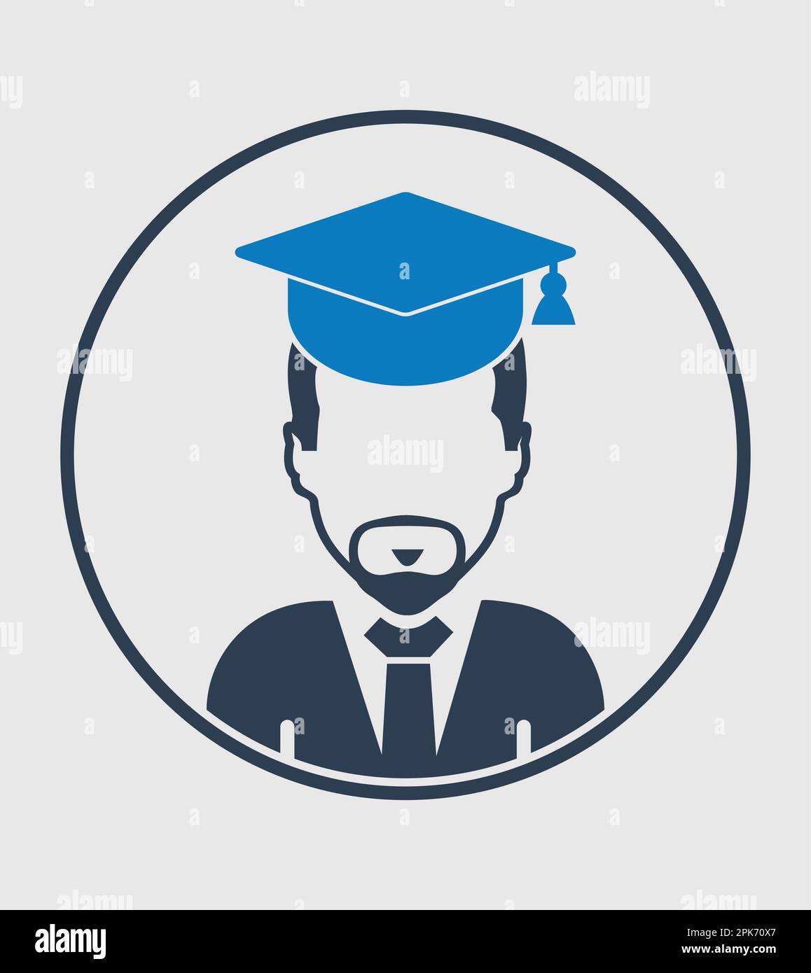 Male graduate student profile icon with gown and cap. Flat style vector ...