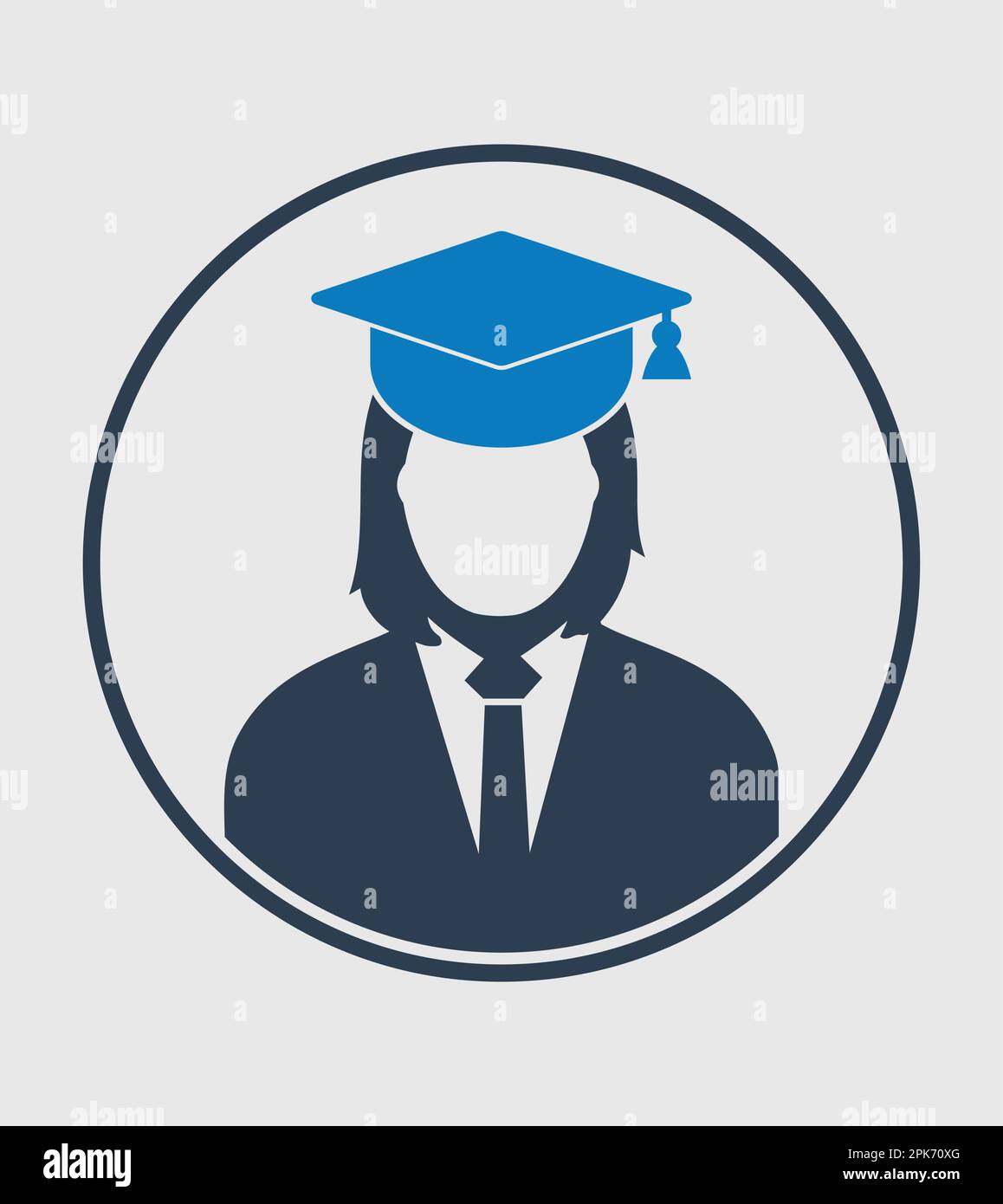 Female graduate student profile icon with gown and cap. Flat style ...