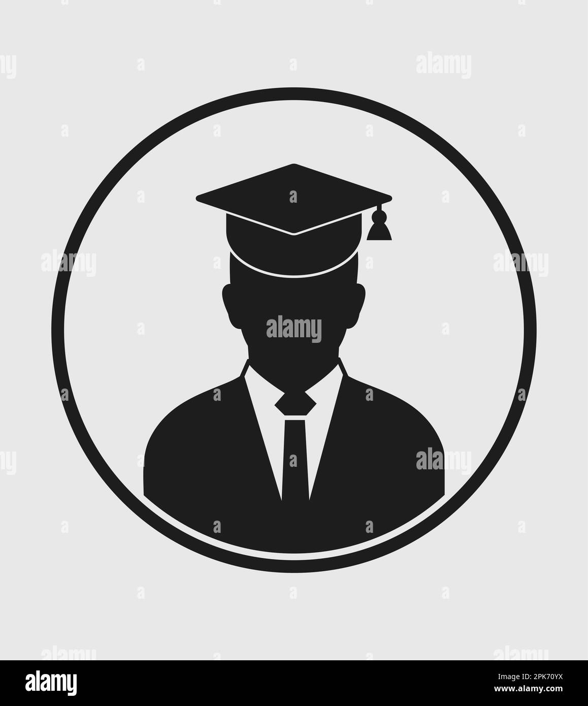Male graduate student profile icon with gown and cap. Flat style vector ...