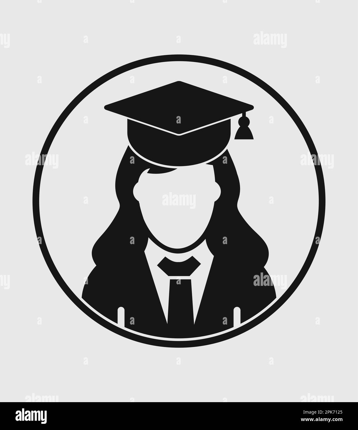 Female graduate student profile icon with gown and cap. Flat style ...