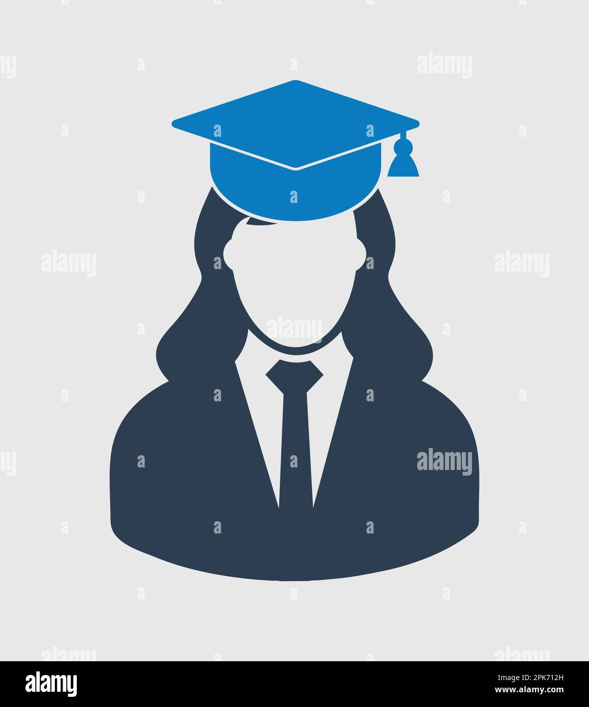 Female graduate student icon with gown and cap. Flat style vector EPS ...