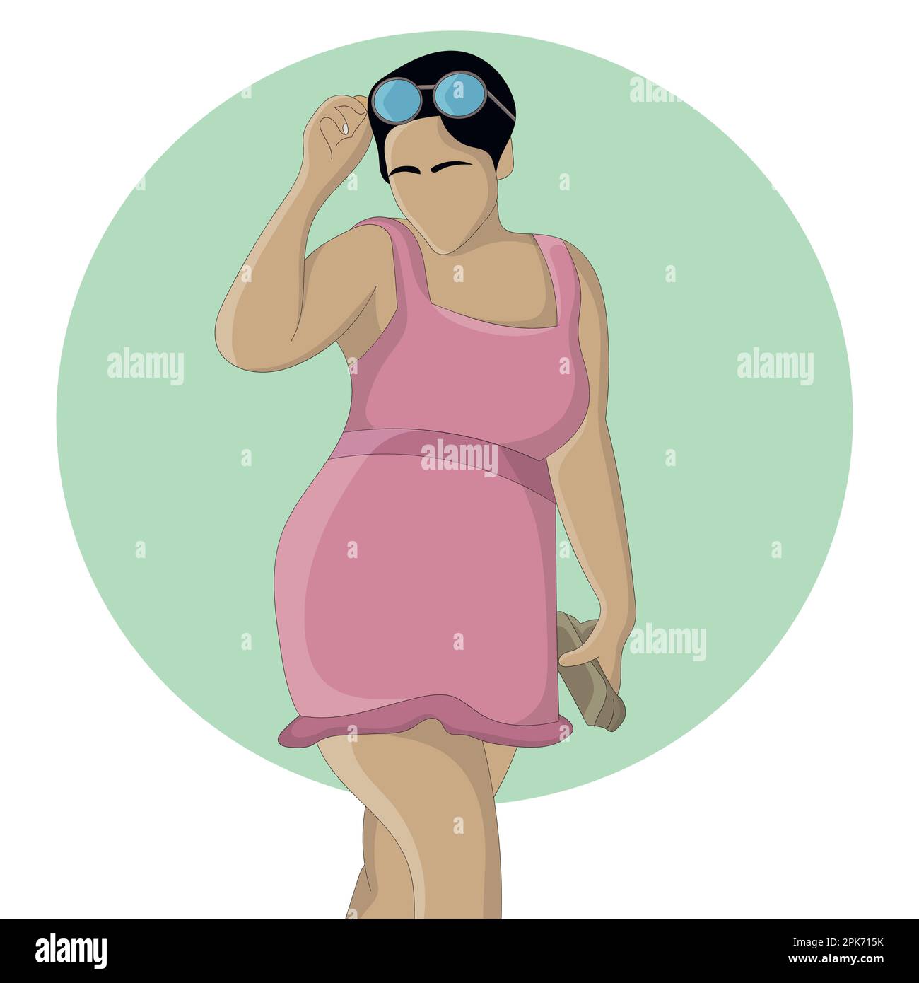 Woman on pink flower Stock Vector Images - Alamy