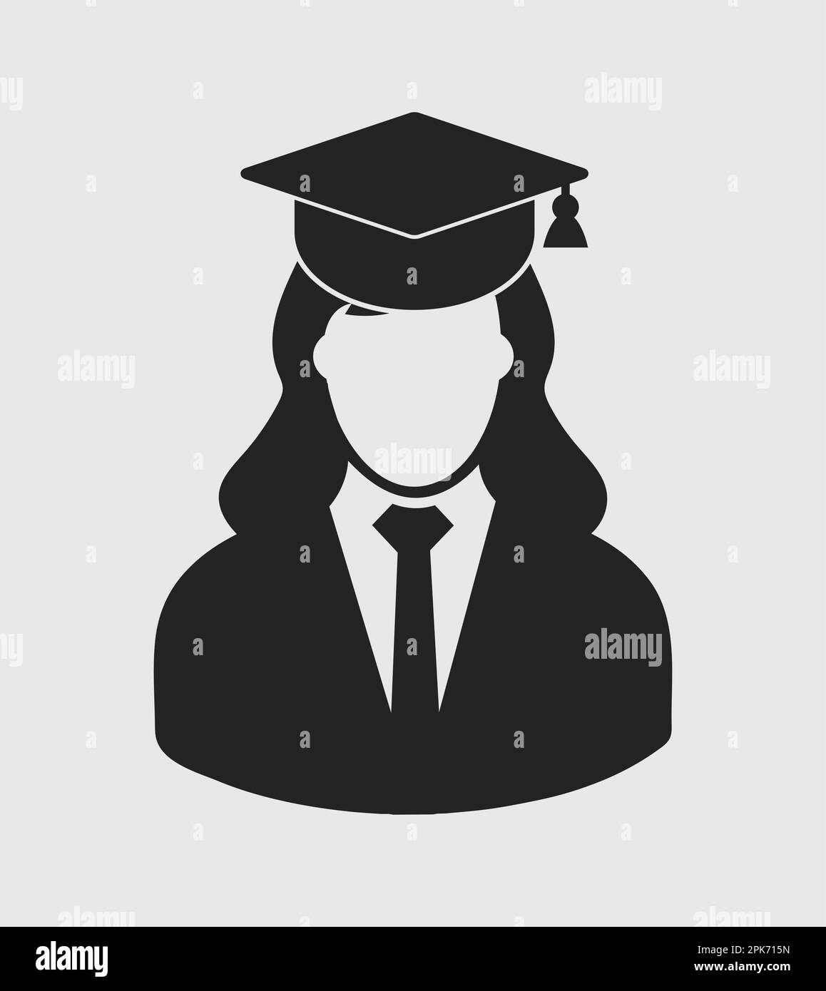 Female graduate student icon with gown and cap. Flat style vector EPS ...