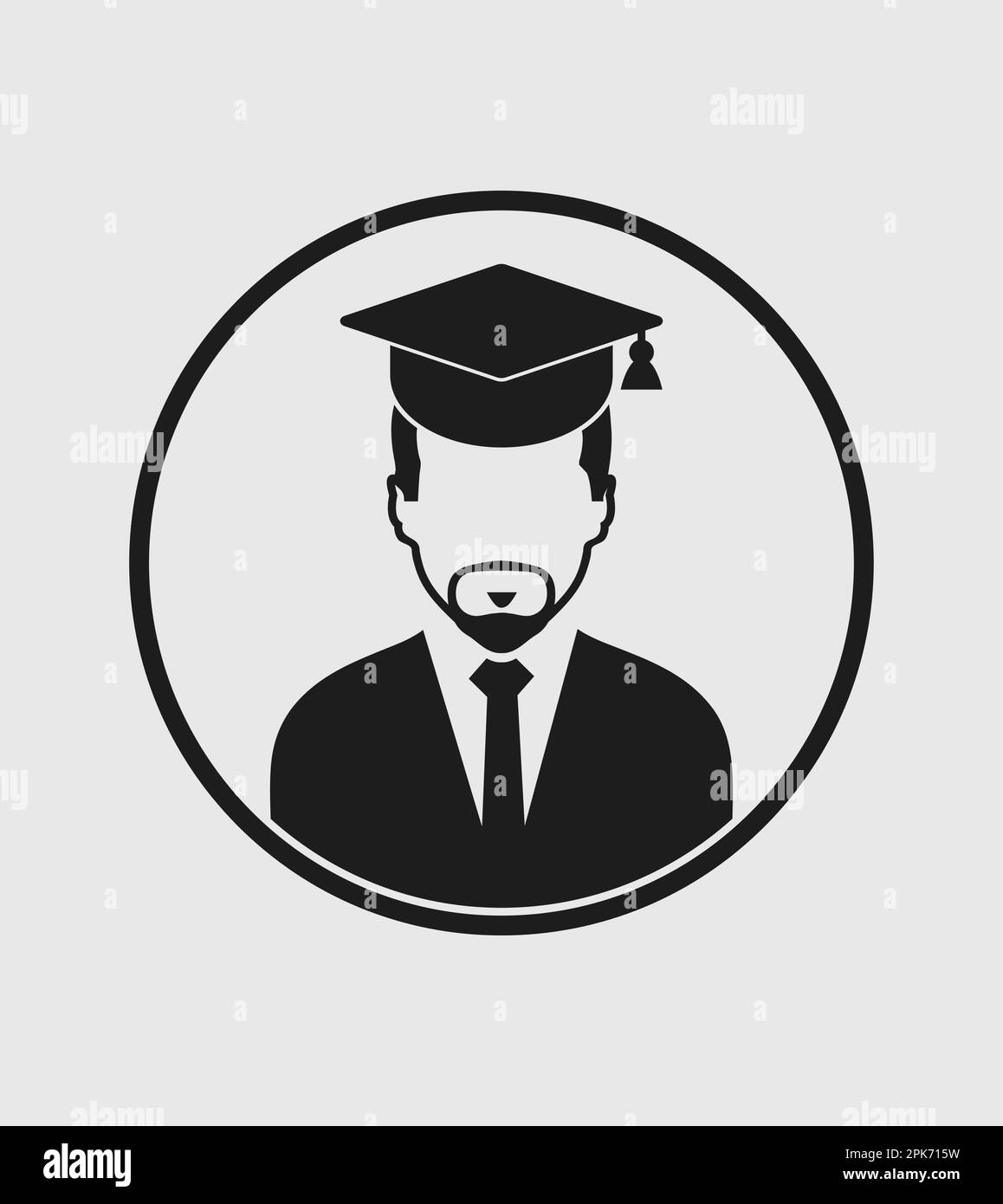 Male graduate student profile icon with gown and cap. Flat style vector ...