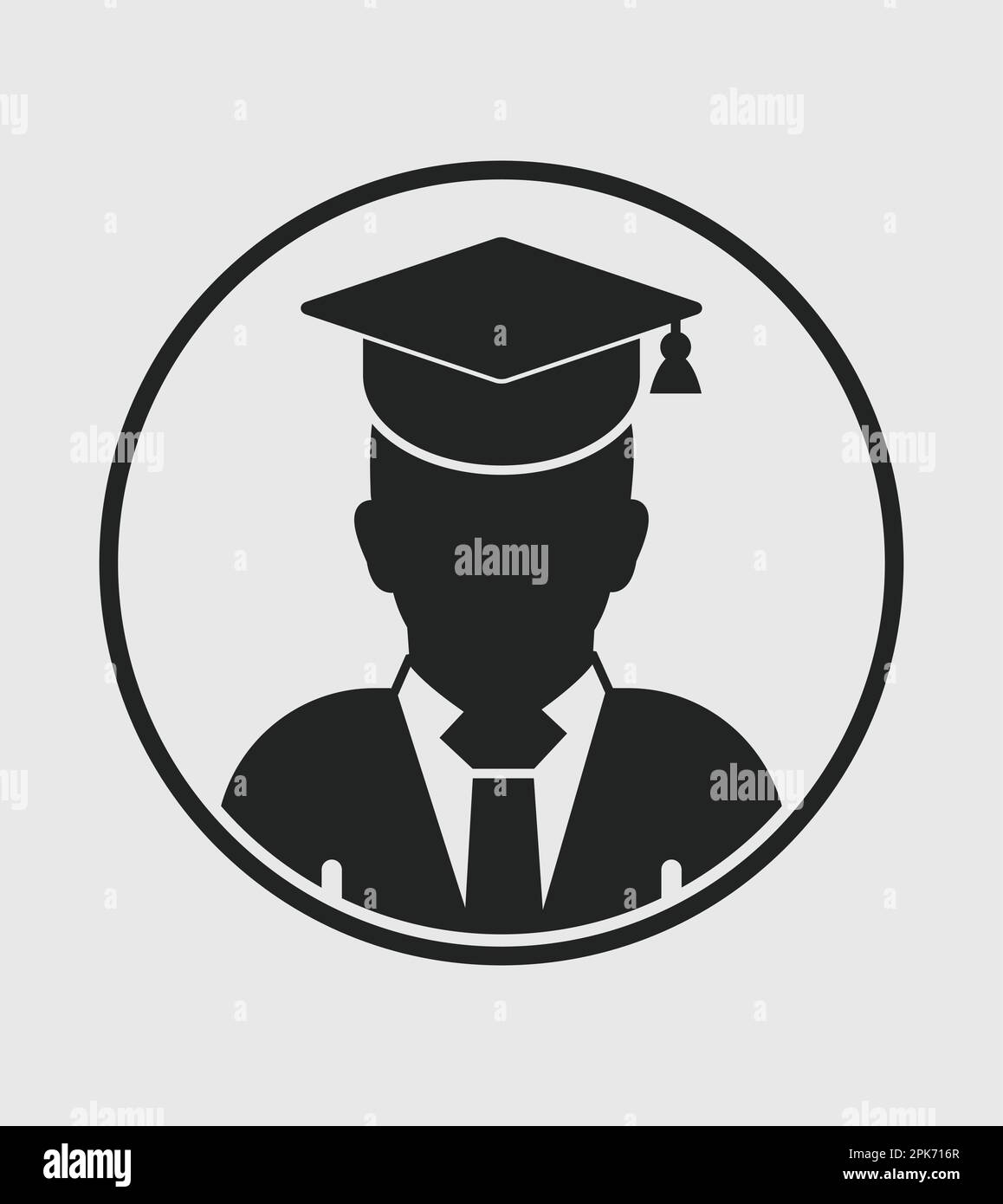 Male graduate student profile icon with gown and cap. Flat style vector ...
