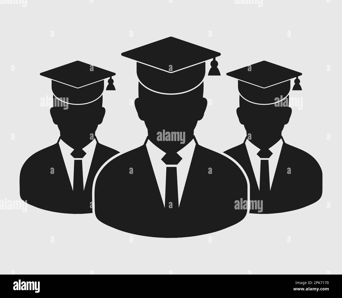 Graduate Student Team Icon. Male symbols with cap on head. Flat style ...