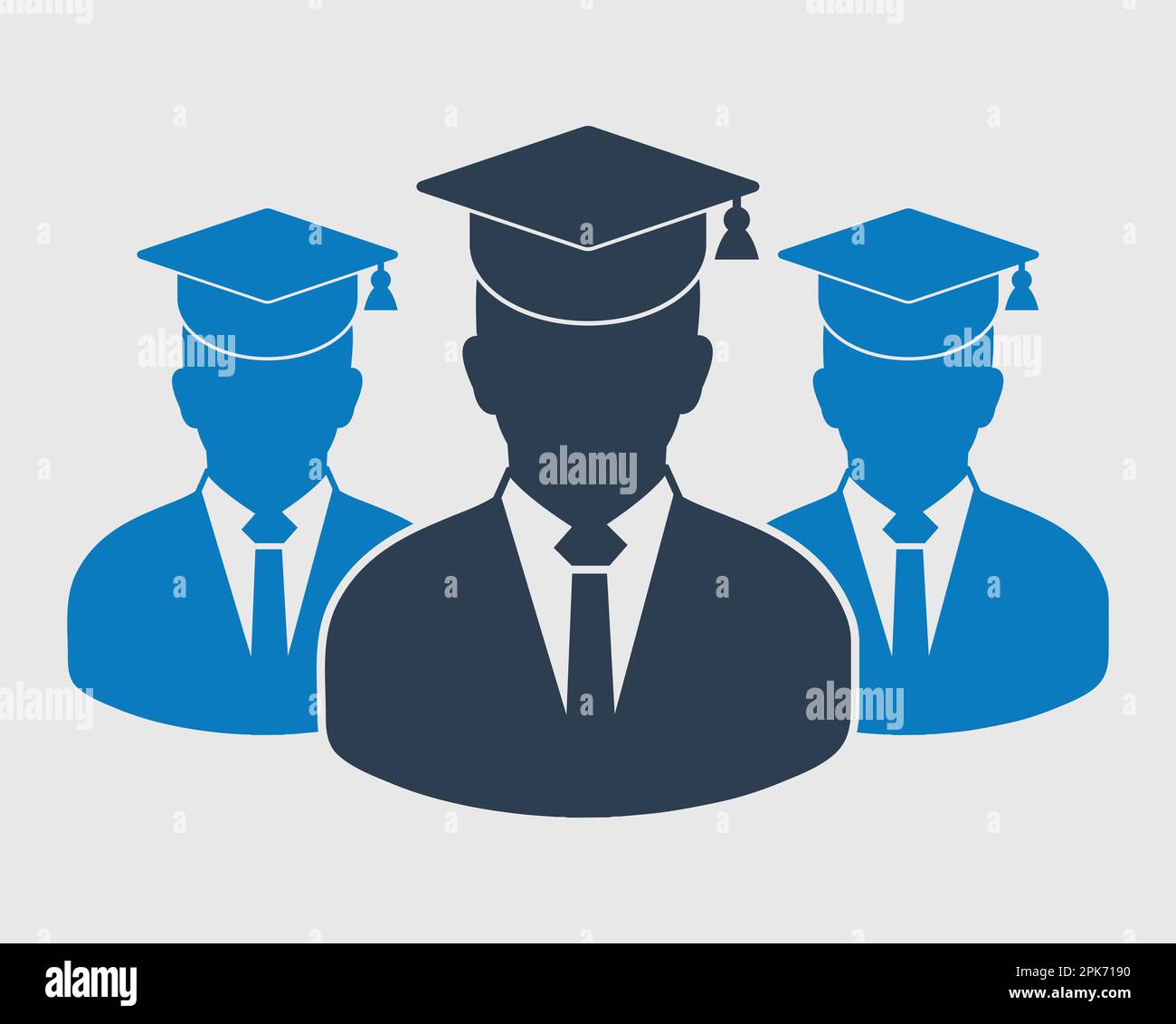 Graduate Student Team Icon. Male symbols with cap on head. Flat style ...