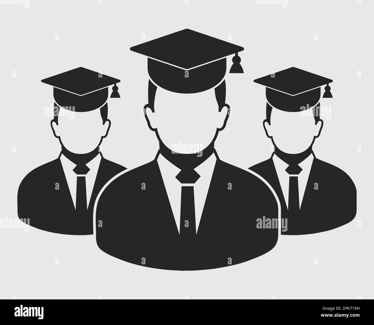 Graduate Student Team Icon. Male symbols with cap on head. Flat style ...