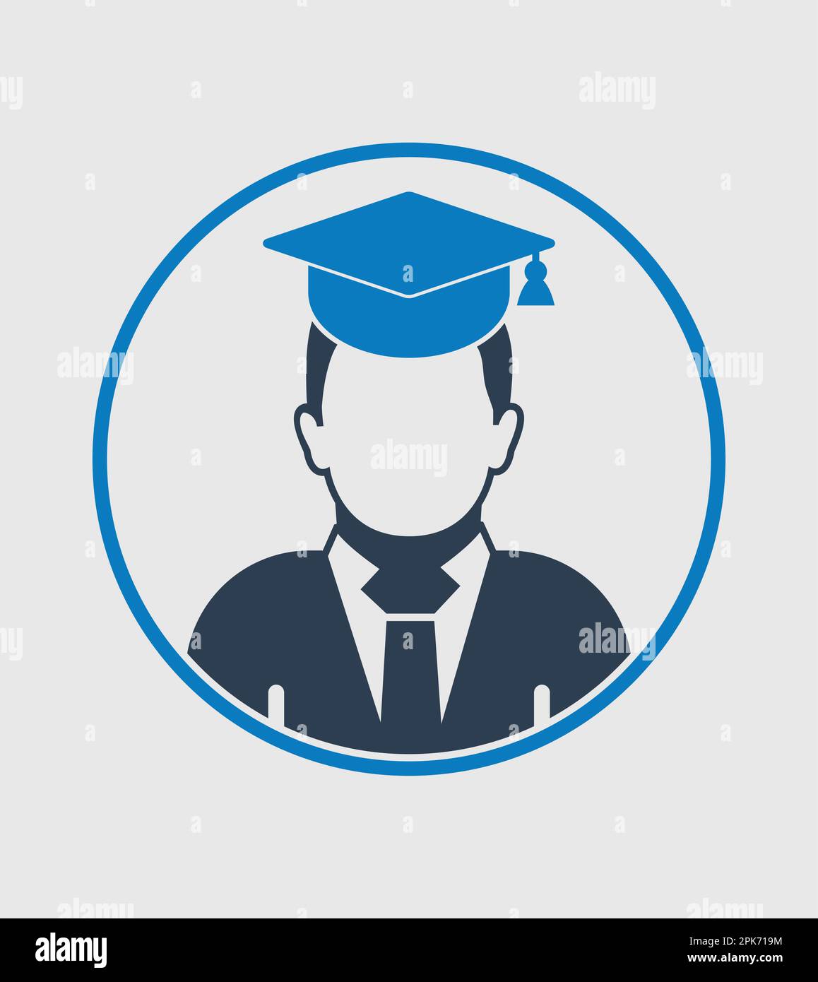 Male graduate student profile icon with gown and cap. Flat style vector ...