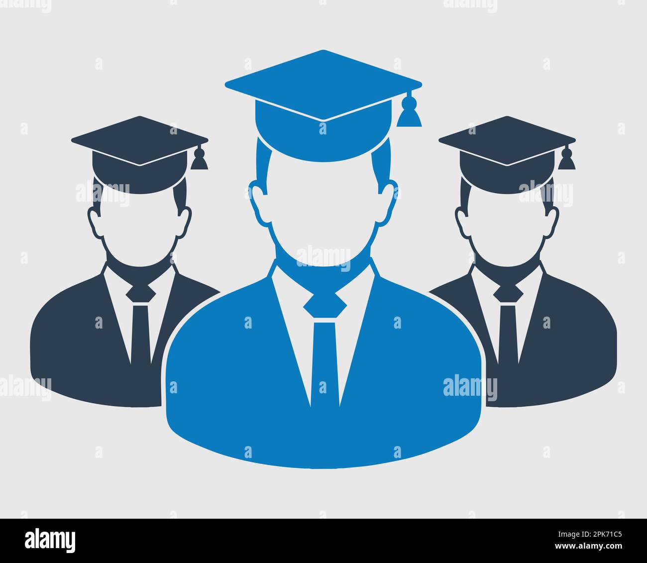 Graduate Student Team Icon. Male symbols with cap on head. Flat style ...