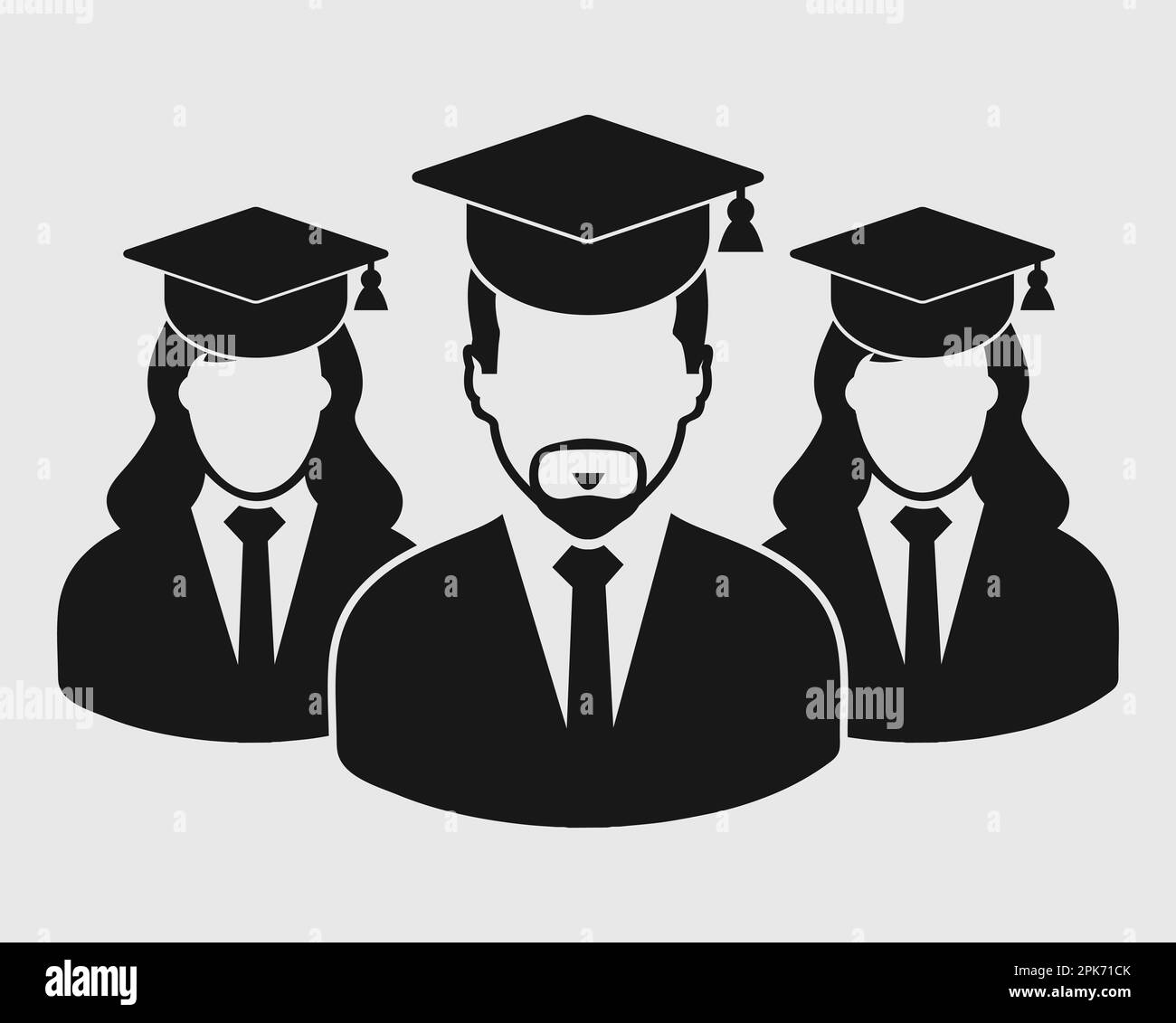 Graduate Student Team Icon. Male and female symbols with cap on head ...