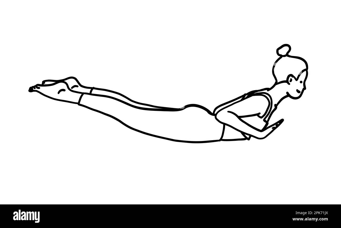 Training in pilates and yoga pose female character. Meditation, pilates ...