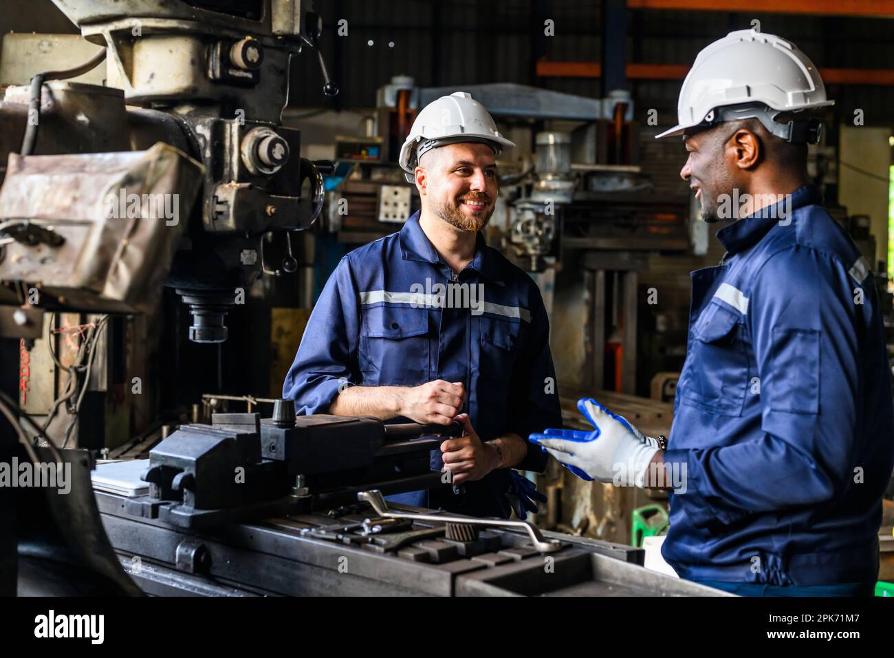 Professional mechanical engineer team checking and repairing engine ...