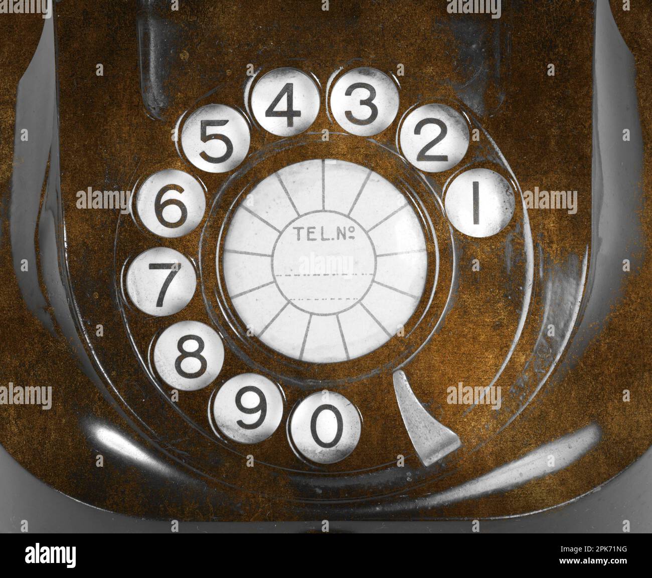Old bronze telephone set close-up, full frame image, numbers Stock ...