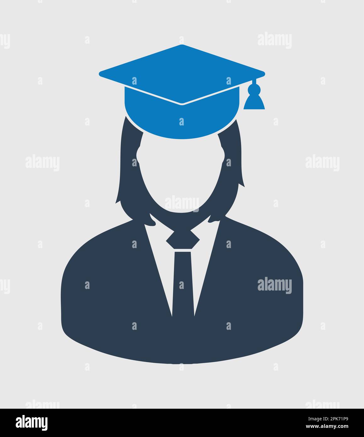 Female graduate student icon with gown and cap. Flat style vector EPS ...