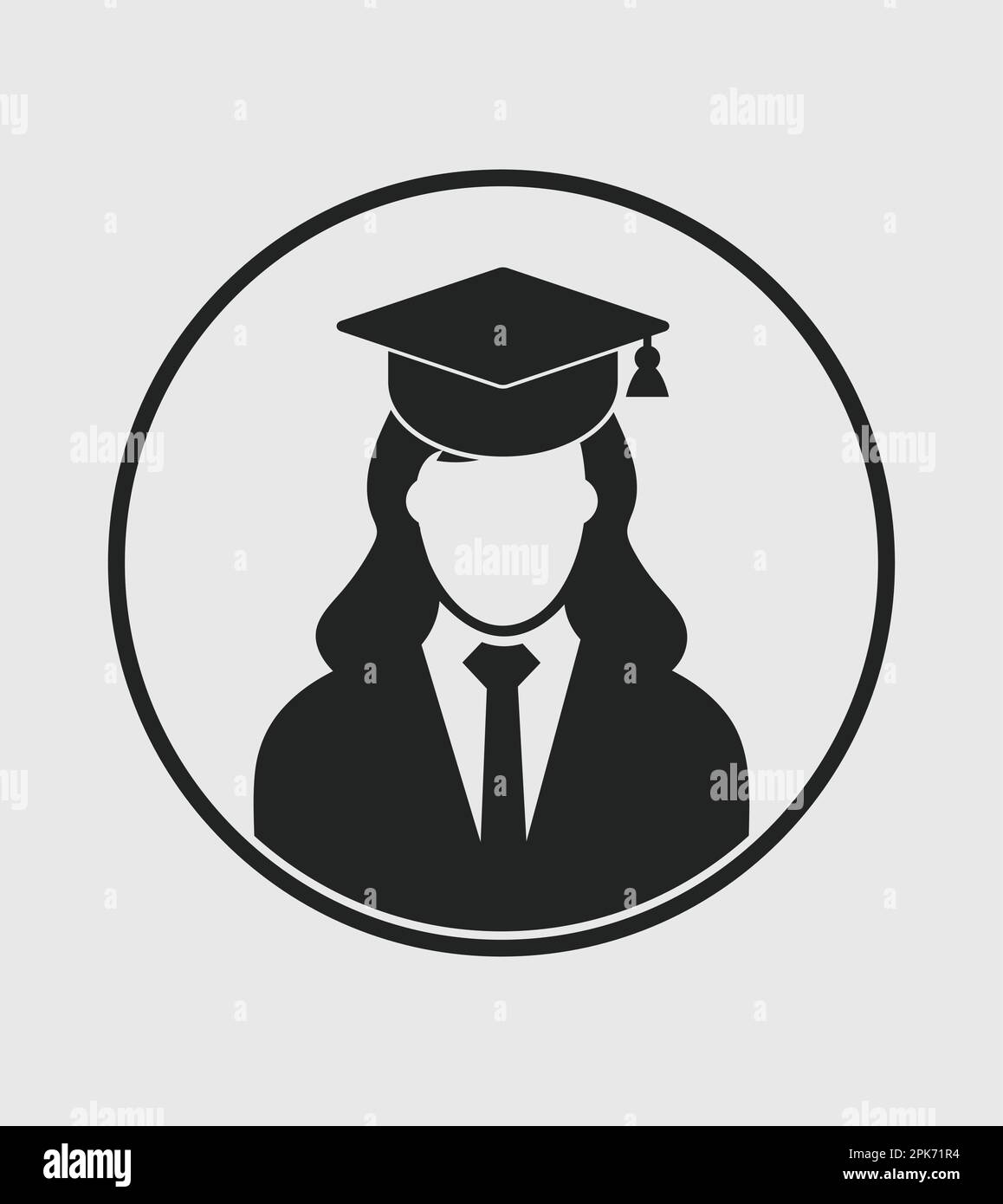 Female graduate student profile icon with gown and cap. Flat style ...