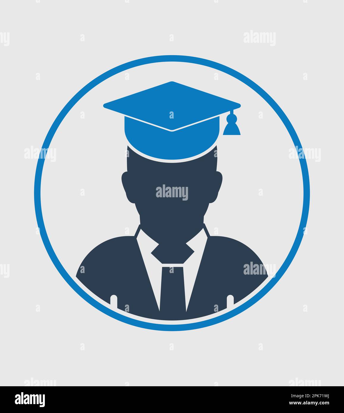 Male graduate student profile icon with gown and cap. Flat style vector ...
