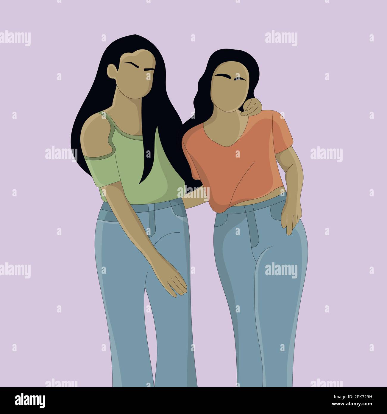 Two friends silhouette Stock Vector Images - Alamy