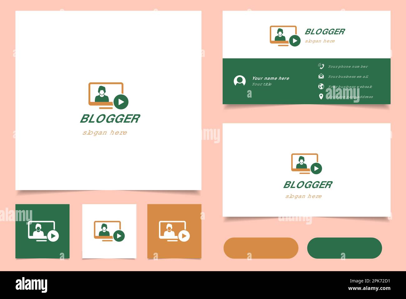 Blogger logo design with editable slogan. Branding book and business ...