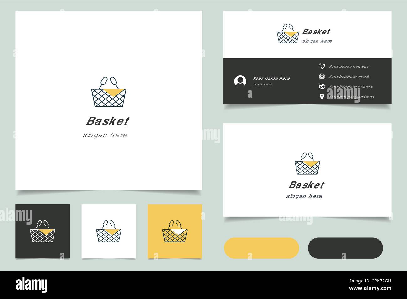 Basket logo design with editable slogan. Branding book and business ...