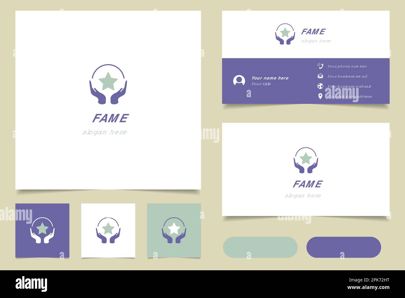 Fame logo design with editable slogan. Branding book and business card ... Fame logo design with editable slogan. Branding book and business card ...