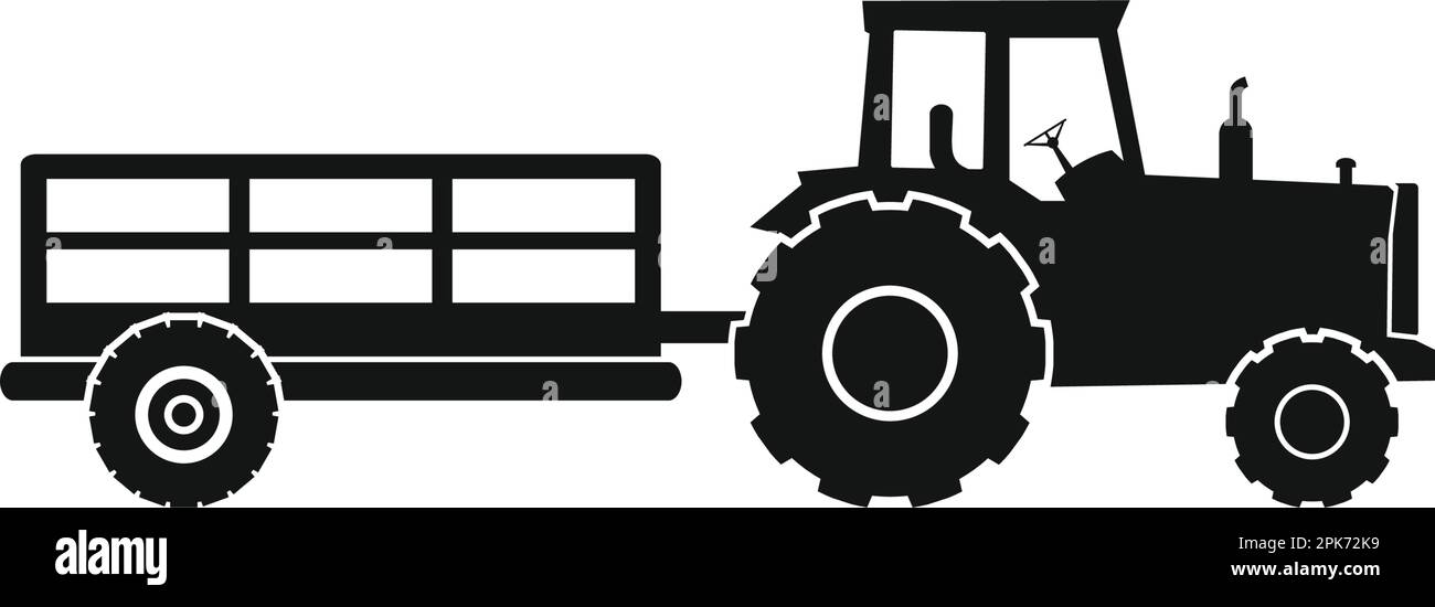 Tractor with Trailer Icon. Flat Style vector EPS Stock Vector Image ...