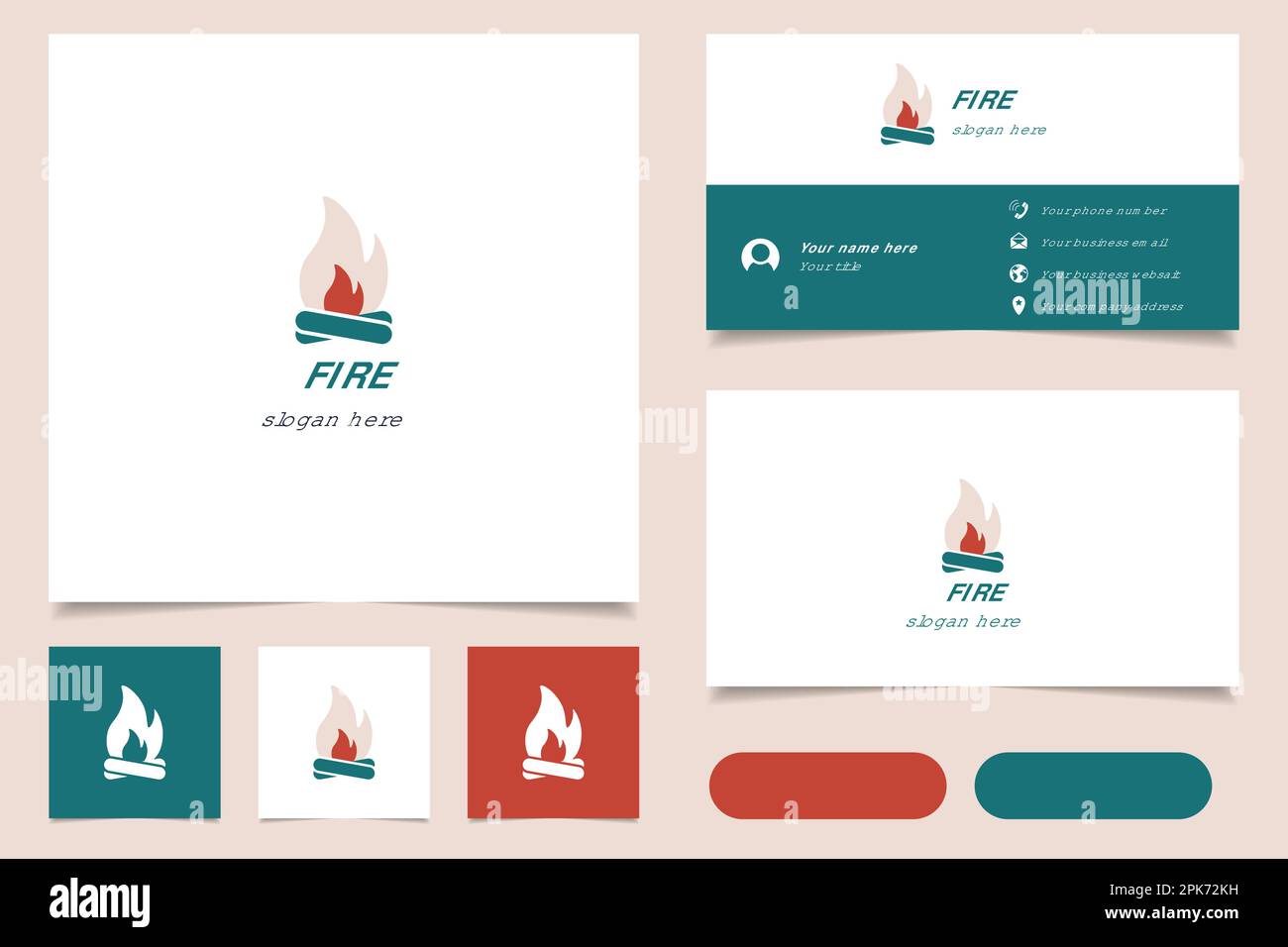 Fire logo design with editable slogan. Branding book and business card ...