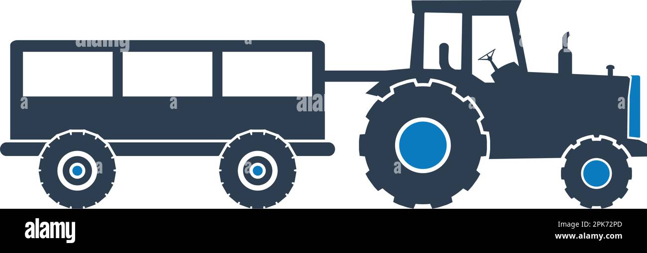 Tractor with Trailer Icon. Flat Style vector EPS Stock Vector Image ...