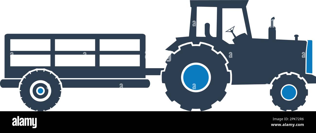 Tractor with Trailer Icon. Flat Style vector EPS Stock Vector Image ...