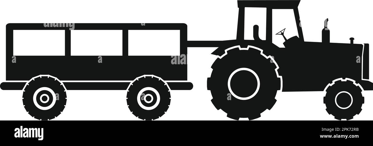 Tractor with Trailer Icon. Flat Style vector EPS Stock Vector Image ...