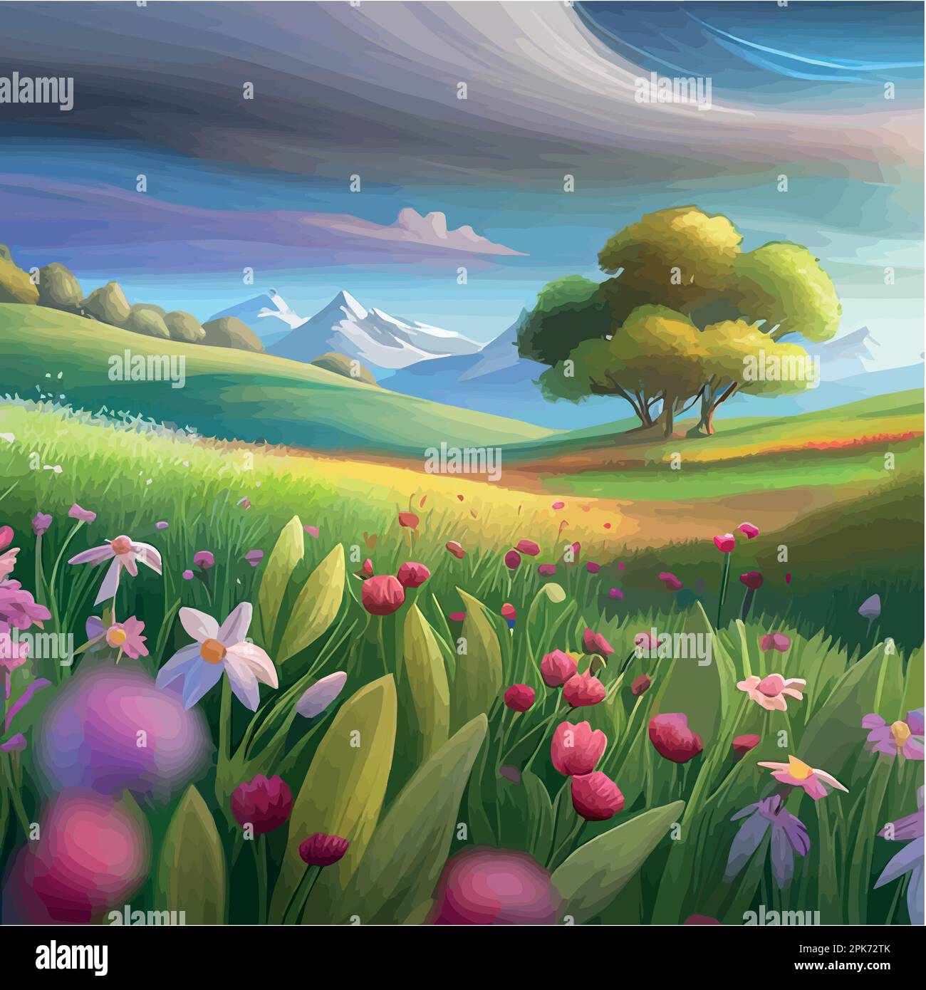 Wildflowers in sunlight Stock Vector Images - Alamy