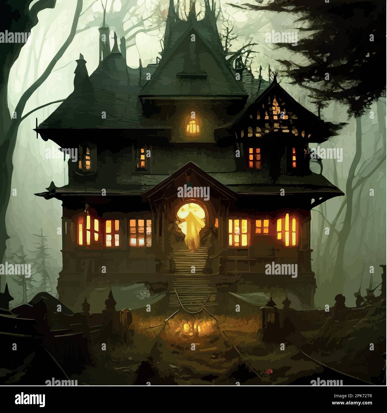 Creepy manor house Stock Vector Images - Alamy